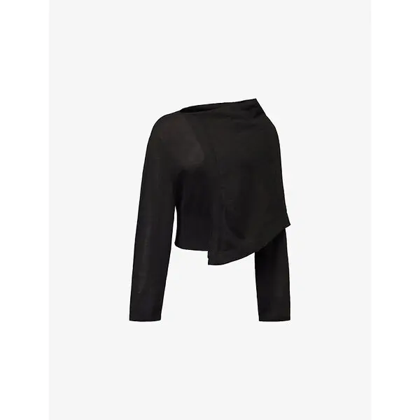 Rick Owens Draped Scarf Long-sleeve Wool Jumper