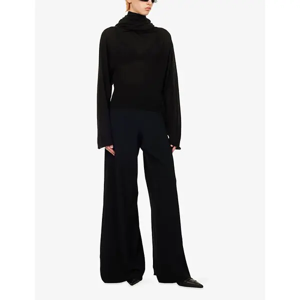 Rick Owens Draped Scarf Long-sleeve Wool Jumper