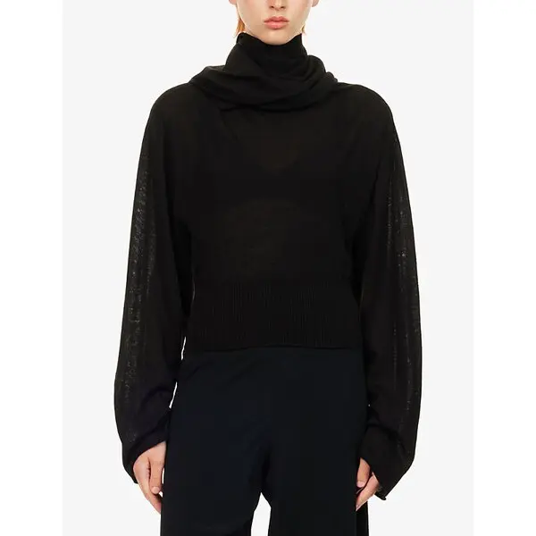 Rick Owens Draped Scarf Long-sleeve Wool Jumper