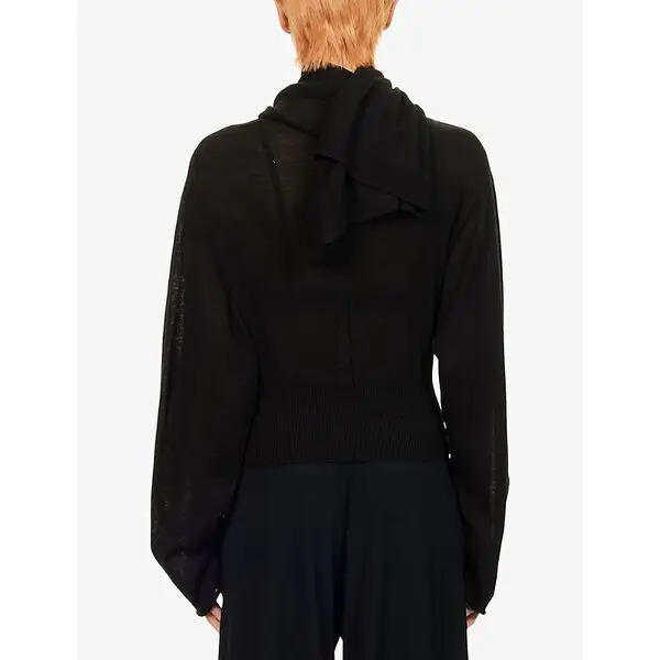 Rick Owens Draped Scarf Long-sleeve Wool Jumper