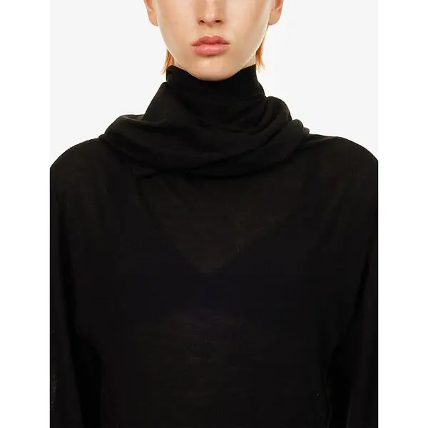 Rick Owens Draped Scarf Long-sleeve Wool Jumper
