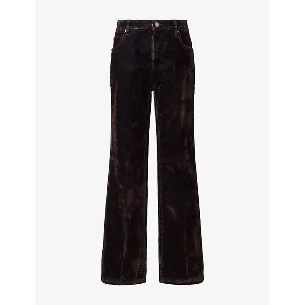 Amiri Flared-leg 5-pocket Flocked Denim Jeans