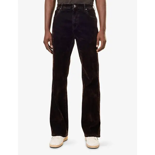 Amiri Flared-leg 5-pocket Flocked Denim Jeans