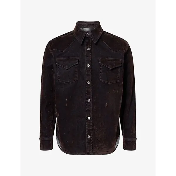 Amiri Flock Long-sleeve Denim Shirt - Husk