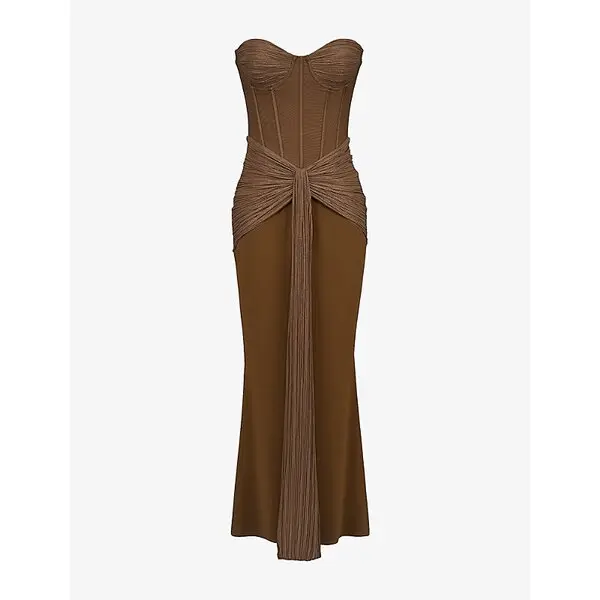 House Of Cb Strapless Sweetheart Corset Maxi Dress - Bronze