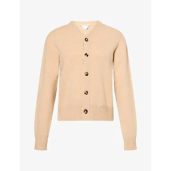Bottega Veneta V-neck Relaxed-fit Cashmere-blend Cardigan - Wax