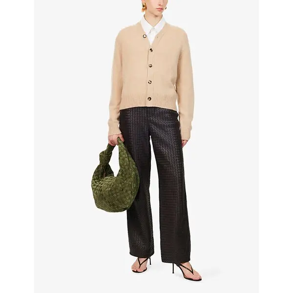 Bottega Veneta V-neck Relaxed-fit Cashmere-blend Cardigan - Wax