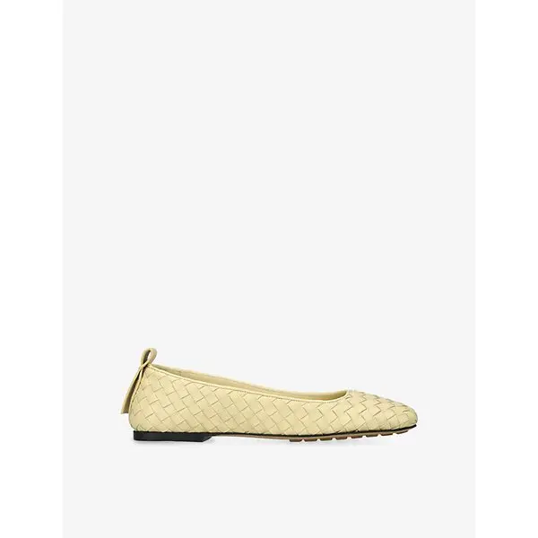 Bottega Veneta Charlotte Woven Leather Ballerina Flats