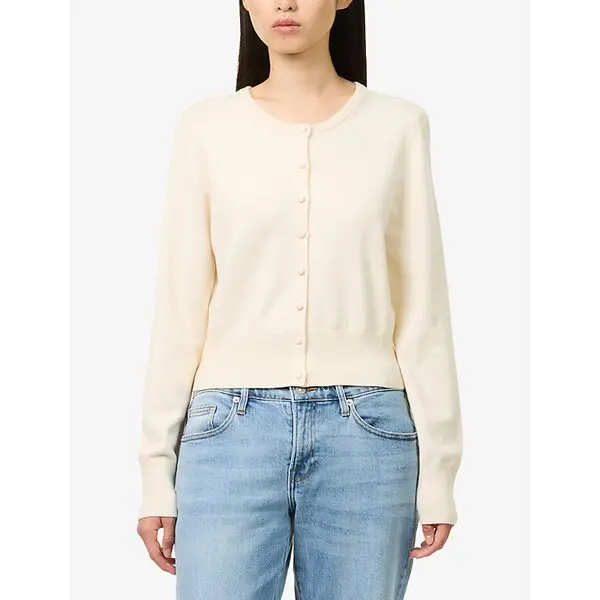 Good American The Fine Knit Cropped Cardigan
