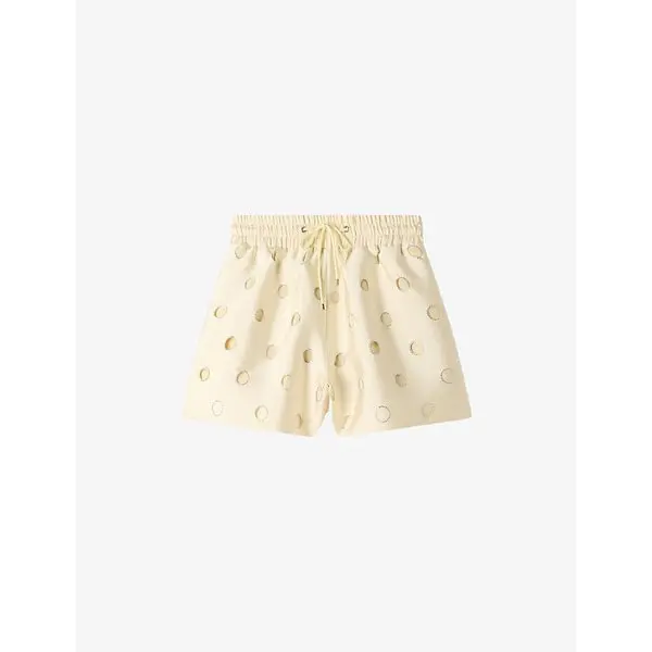 Sandro Embellished Tie-waist Woven Shorts - Vanilla