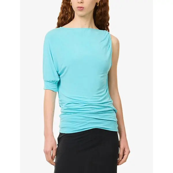 PEACHY DEN Kylie Bubble Stretch-jersey Top
