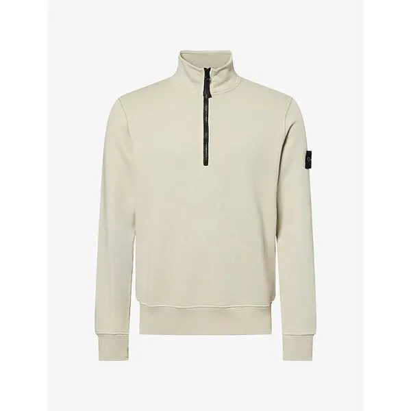 Stone Island Logo-patch Half-zip Cotton Sweatshirt
