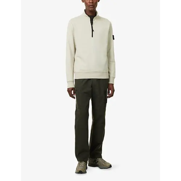 Stone Island Logo-patch Half-zip Cotton Sweatshirt