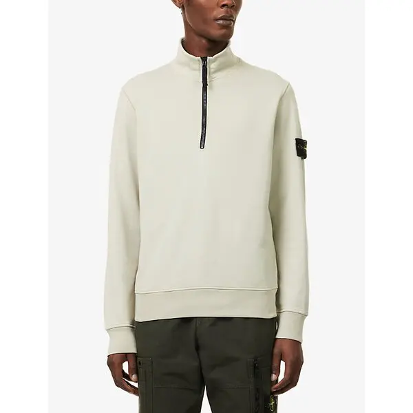 Stone Island Logo-patch Half-zip Cotton Sweatshirt