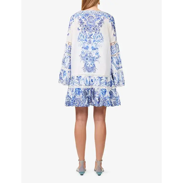 Camilla Ceramic Print Silk And Cotton Mini Dress