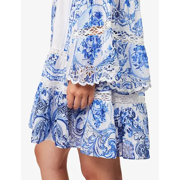 Camilla Ceramic Print Silk And Cotton Mini Dress