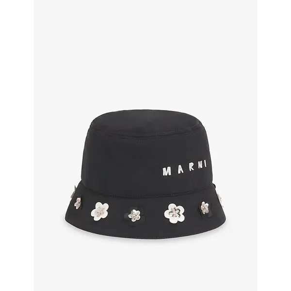 Marni Daisy Applique Nylon Bucket Hat