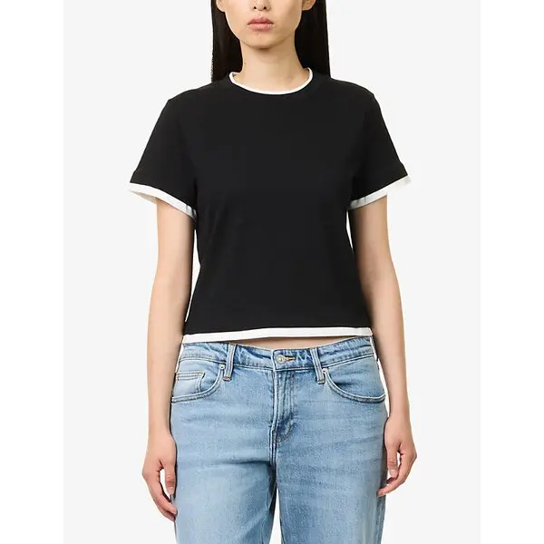 Good American The Layered Crew-neck Cotton T-shirt