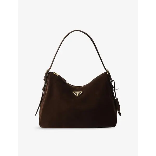 Prada Aimée Medium Suede Shoulder Bag