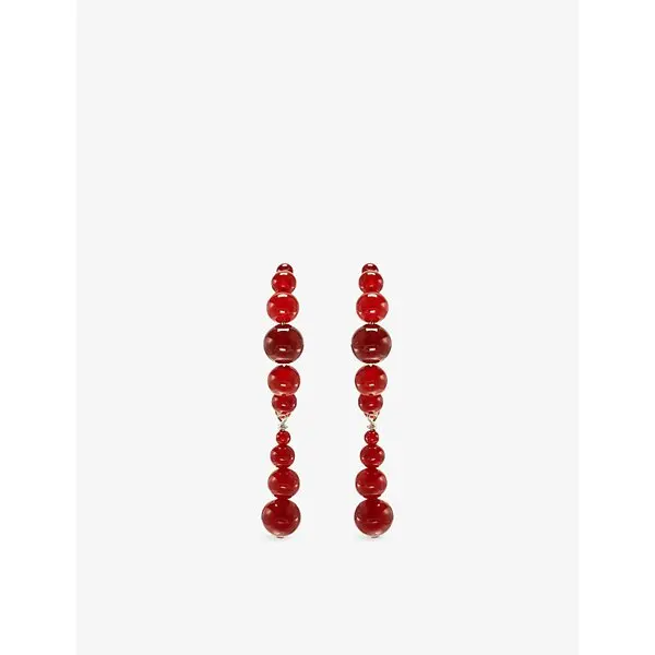 BEATRIZ PALACIOS Folklore Sterling-silver And Agate Earrings - Red