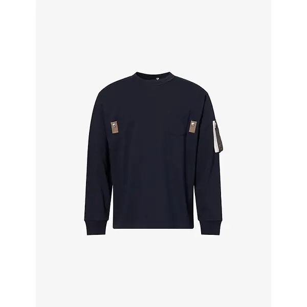 Sacai Zip-pocket Long-sleeve Cotton T-shirt