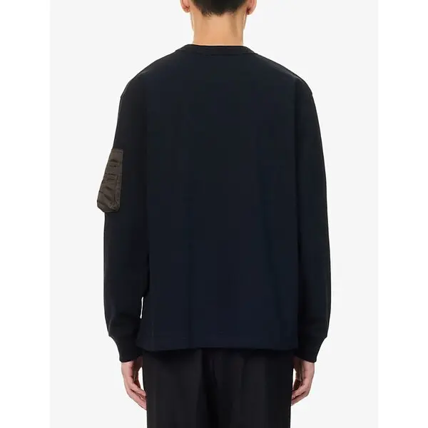 Sacai Zip-pocket Long-sleeve Cotton T-shirt