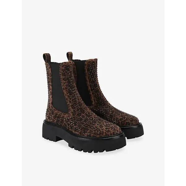 Kurt Geiger Perfection Leopard-print Suede Ankle Boots