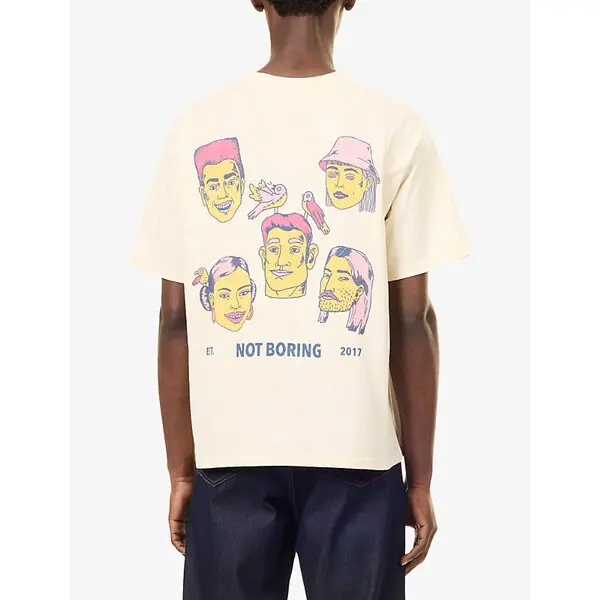 NOT BORING Turning Herads Graphic-print Cotton T-shirt