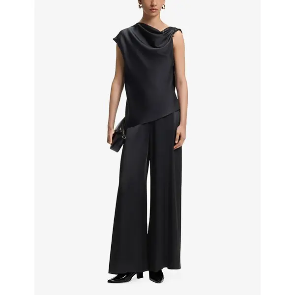 BOSS Gathered Detail Straight Leg Satin Jumpsuit