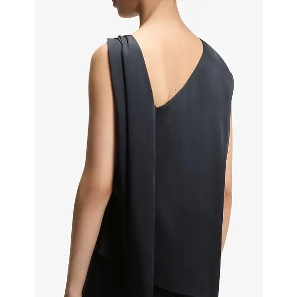BOSS Gathered Detail Straight Leg Satin Jumpsuit
