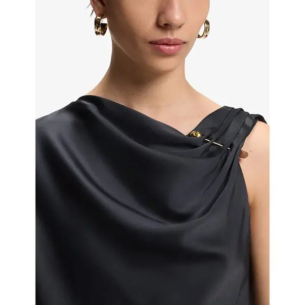 BOSS Gathered Detail Straight Leg Satin Jumpsuit