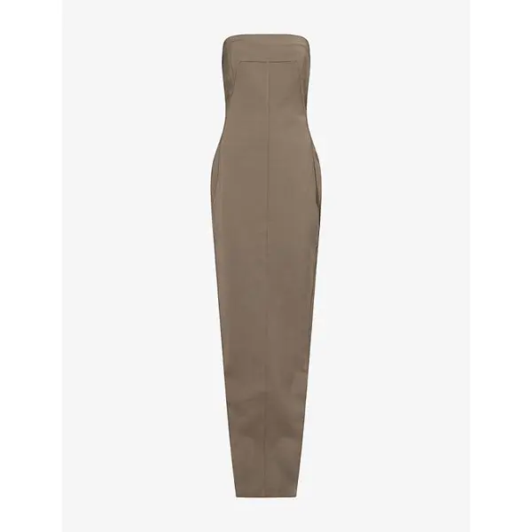 Rick Owens Bustier Tailored Wool-blend Maxi Dress - Dust