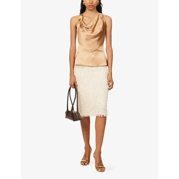 THE DROPPED COLLECTION Cowl-neck Sleeveless Silk Top