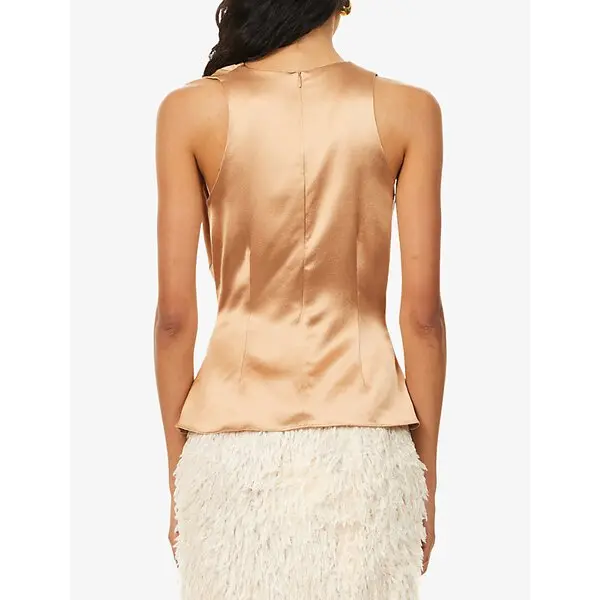 THE DROPPED COLLECTION Cowl-neck Sleeveless Silk Top