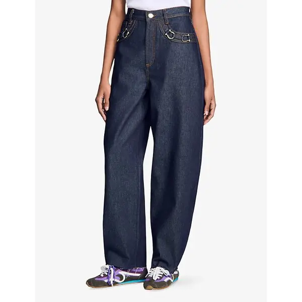 Sandro Barrel-leg High-rise Denim Jeans