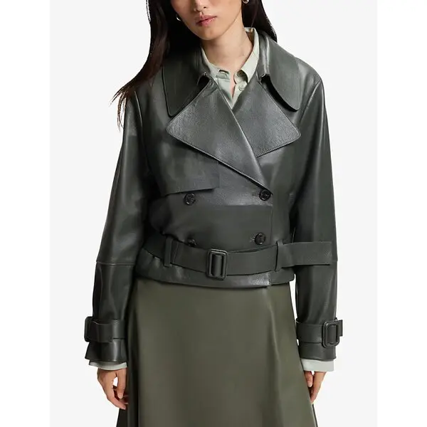 BOSS Double-breasted Leather Jacket