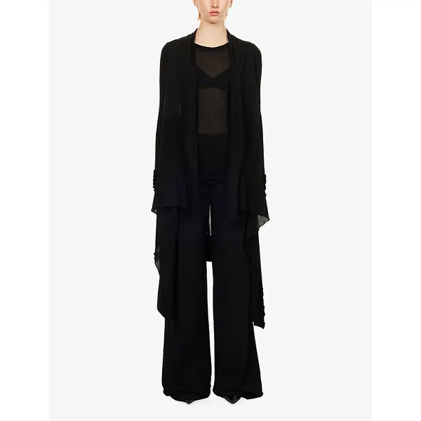 Rick Owens Draped Long Wool Cardigan