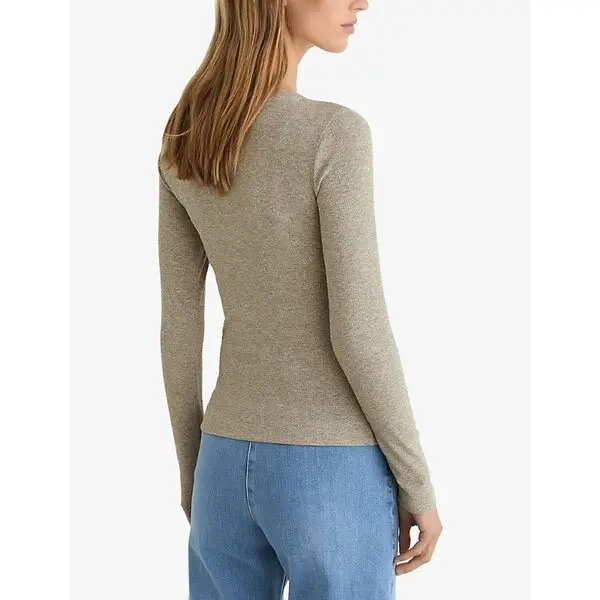 REISS Asymmetric Knitted Top With Metallic Finish