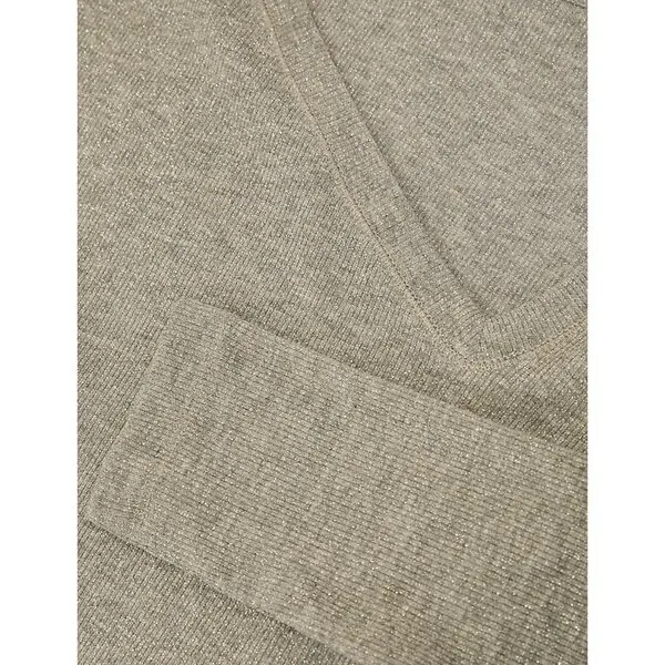REISS Asymmetric Knitted Top With Metallic Finish