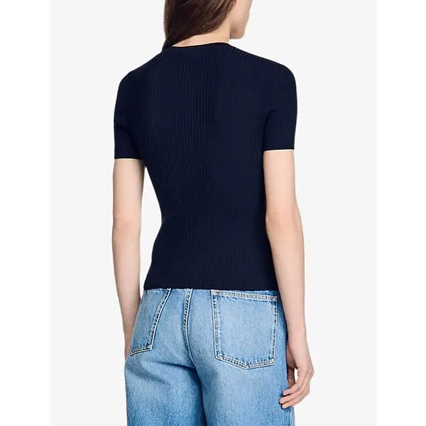 Sandro Short-sleeved Ribbed Knitted Jumper