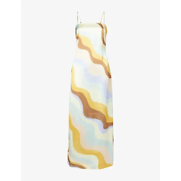 4TH & RECKLESS Serra Graphic-pattern Satin Maxi Dress