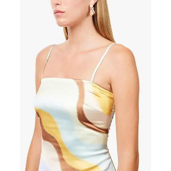 4TH & RECKLESS Serra Graphic-pattern Satin Maxi Dress