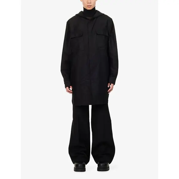 Rick Owens Longline Hooded Woven Shirt