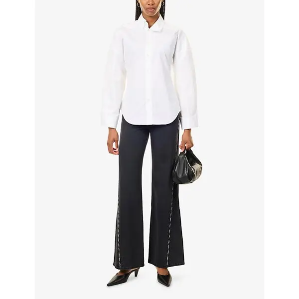 7 For All Mankind Lotta Flared Cotton Denim Blend Jeans