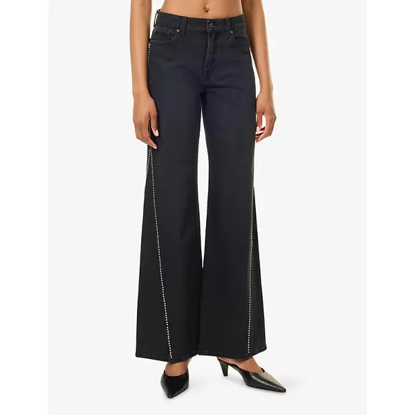 7 For All Mankind Lotta Flared Cotton Denim Blend Jeans