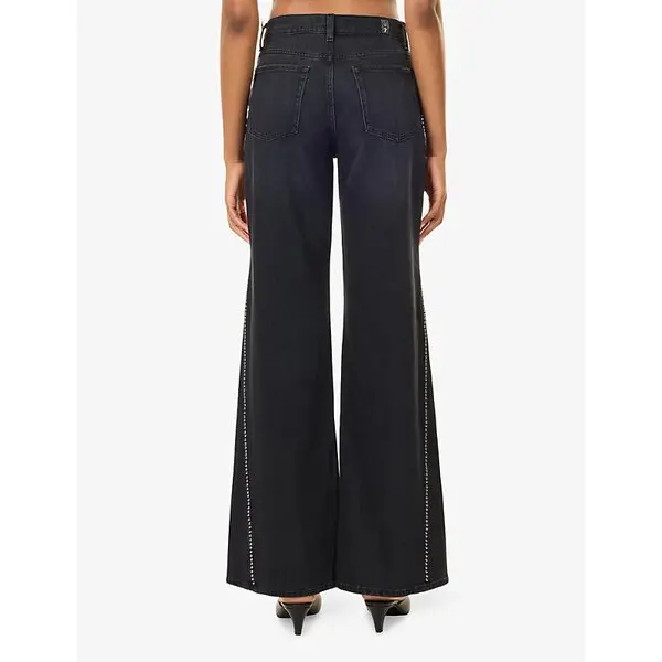 7 For All Mankind Lotta Flared Cotton Denim Blend Jeans