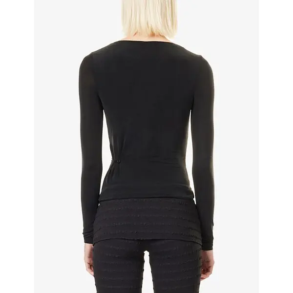 PEACHY DEN Kylie Long-sleeve Stretch-woven Top