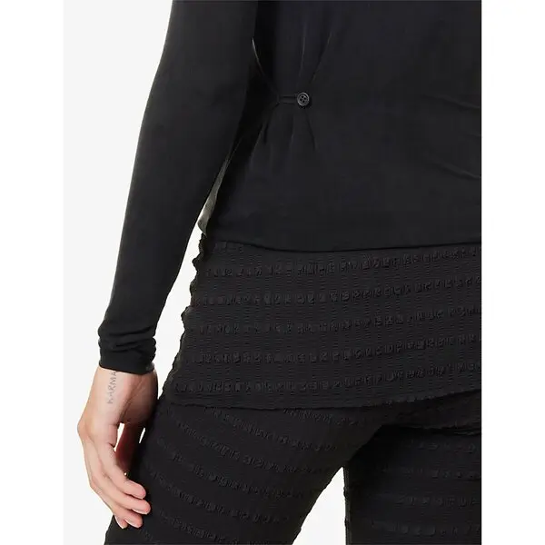 PEACHY DEN Kylie Long-sleeve Stretch-woven Top