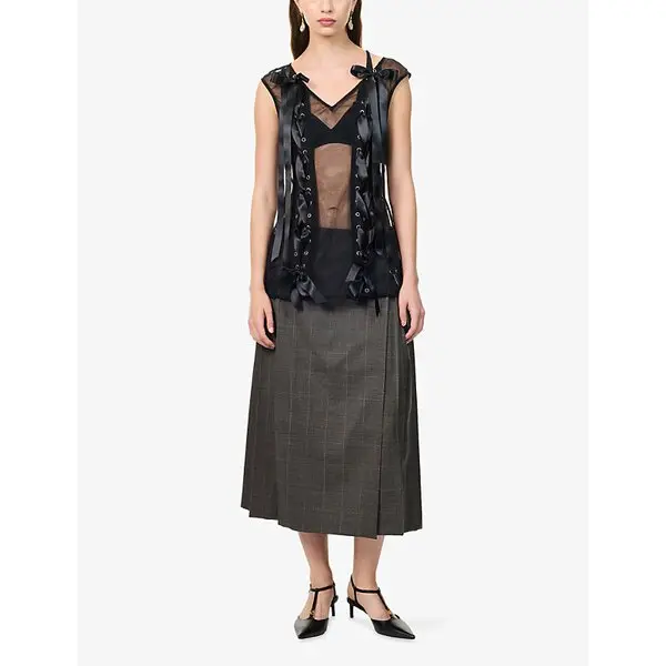 Simone Rocha Tailored Clip Wool Midi Skirt