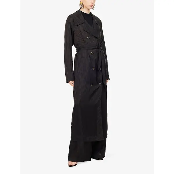 Dries Van Noten Rolana Stripe-pattern Cupro Trench Coat